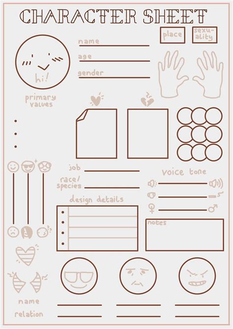 Oc Character Sheet Blank Template Character Sheet Template Creative Drawing Prompts