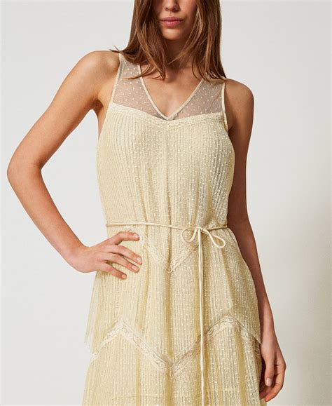 Длинное платье из тюля C плиссированными оборками 251tp2511 Twinset — купить в интернет магазине