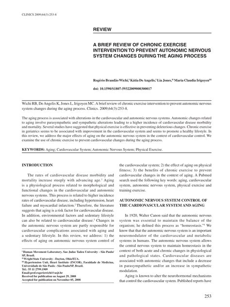 Pdf A Brief Review Of Chronic Exercise Intervention To Prevent Autonomic Nervous System