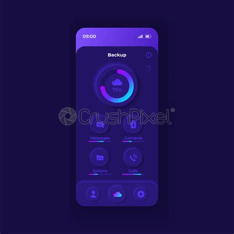 Backup Application Tablet Interface Vector Template Mobile App Page Night Stock Vector 2266778