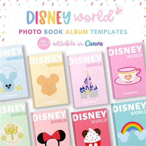 Disneyworld Vacation Photo Book Album Templates Canva Digital Download