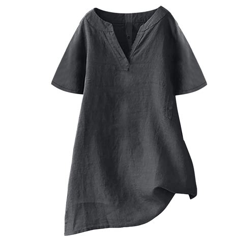 Oversized Tops For Women Short Sleeve V Neck Button Down Blouse Summer