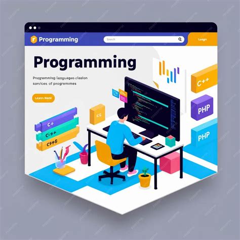 Isometric Programming Landing Page Template Premium Ai Generated Image
