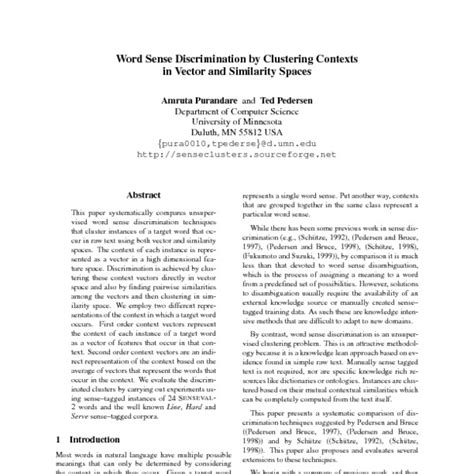Word Sense Discrimination By Clustering Contexts In Vector And Similarity Spaces Acl Anthology