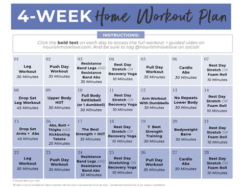 Free 4 Week Workout Plan For Women Videos Nml
