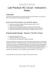 Lab Practical The Neuron RC Circuit Docx Sample Practical Lab Practical RC Circuit