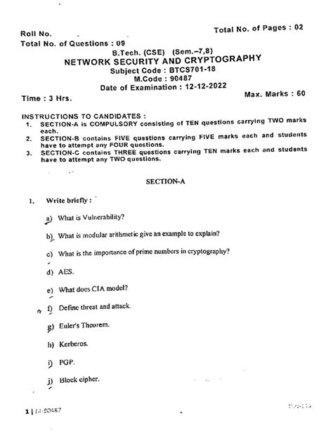 Btech Cse 7 Sem 8 Sem Network Security And Cryptography 90487 Dec 2022 1 Pdf