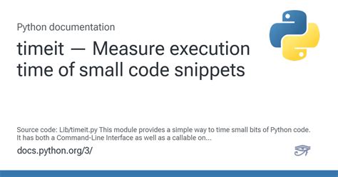 Timeit — Measure Execution Time Of Small Code Snippets — Python 3137 Documentation