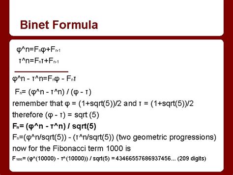Fibonacci Numbers And Binet Formula An Introduction To