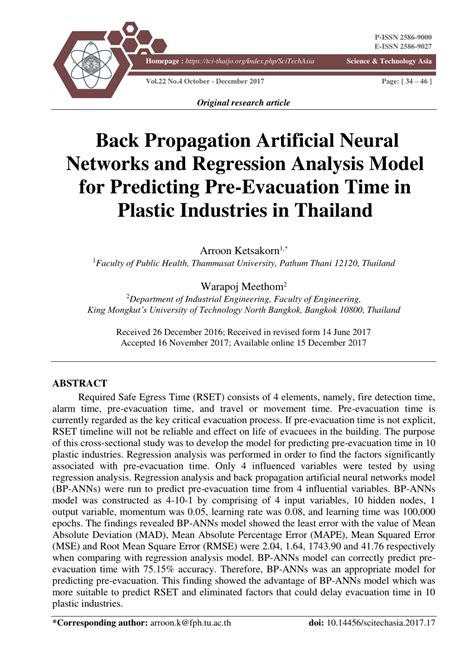 pdf back propagation artificial neural networks and regression