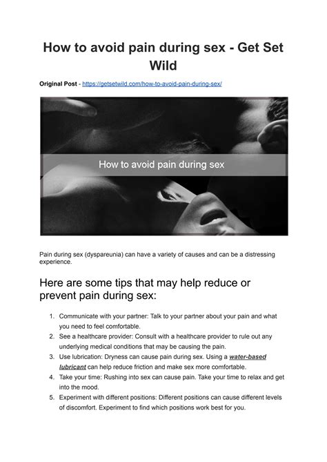 How To Avoid Pain During Sex Get Set Wild By GetSet Wild Issuu