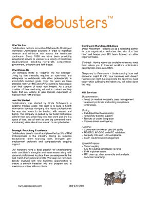 Fillable Online Codebusters Delivers Innovative HIM Specific Contingent Fax Email Print PdfFiller
