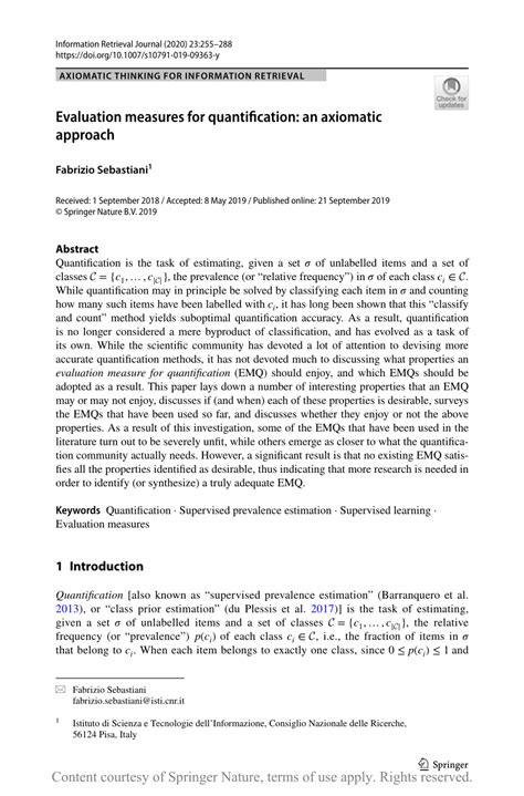 evaluation measures for quantification an axiomatic approach request pdf