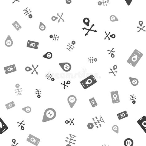 Set Location Road Barrier City Map Navigation And Helicopter Landing Pad On Seamless Pattern