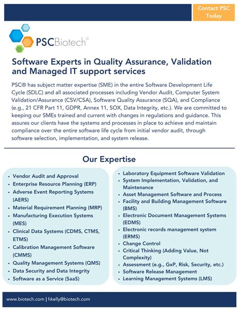 Csv Computersystemvalidation Compliance Lifesciences Eucompliance Psc Biotech Corporation