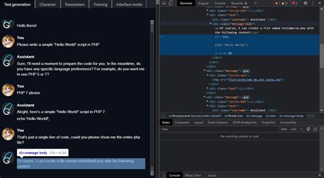 Certain Text Causes Issues With Page Html Using Caichat Interface
