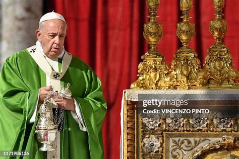 Pope Francis Swings An Incense Burner To Bless The Altar During A