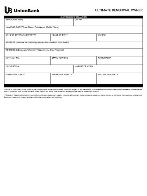 Ultimate Beneficial Owner Ubo Form Pdf