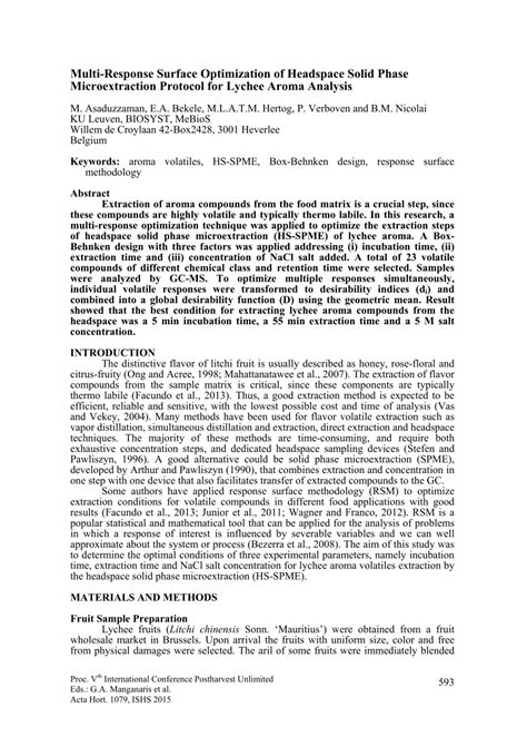 Pdf Multi Response Surface Optimization Of Headspace Solid Phase Microextraction Protocol For