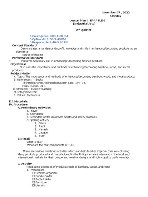 Tle 6 Industrial Arts Week 1 Day 1 Pdf Varnish Materials