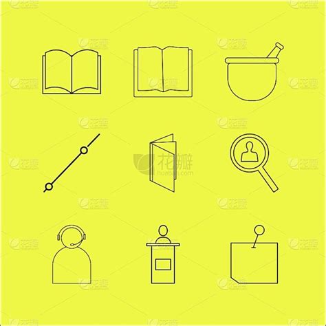 教育线性图标集。简单的轮廓图标