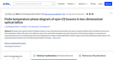 Citation Report Finite Temperature Phase Diagram Of Spin 12 Bosons In Two Dimensional Optical