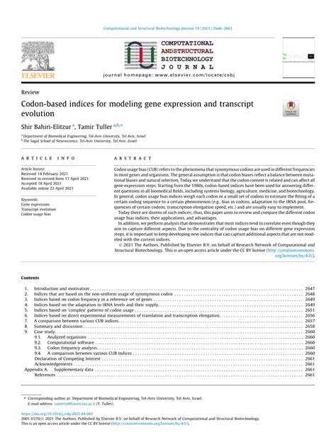 Pdf Codon Based Indices For Modeling Gene Expression And Transcript Evolution