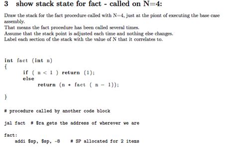 solved 3 show stack state for fact called on n 4 draw the