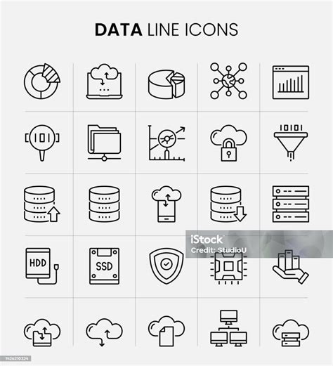 Data Line Icons Stock Illustration Download Image Now Database