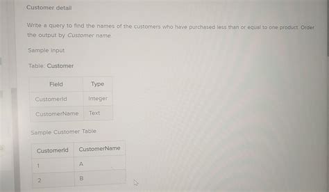 Solved Customer Detail Write A Query To Find The Names Of Chegg