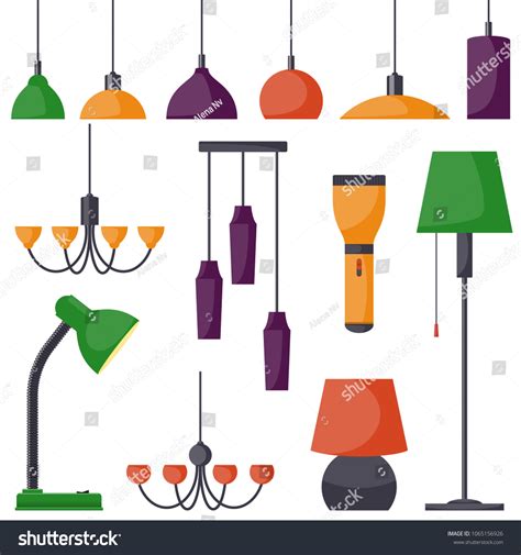 Lamps Different Types Set Chandeliers Lamps Stock Vector Royalty Free Shutterstock