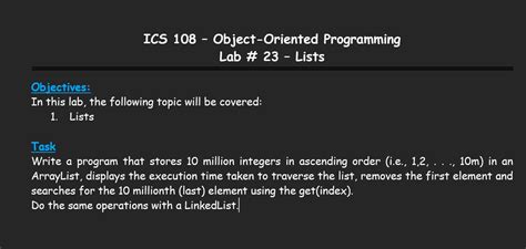 solved ics 108 object oriented programming lab 23