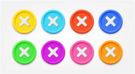 Premium Vector Cross Button 3d Icon Set Realistic Close Sign Vector Illustration In Cartoon