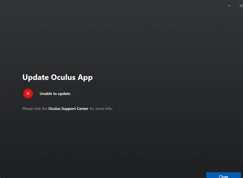 my oculus app says unable to update r oculus