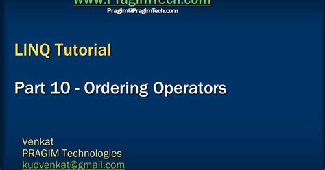 Sql Server Net And C Video Tutorial Part 10 Ordering Operators In Linq