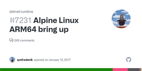 alpine linux arm64 bring up · issue 7231 · dotnet runtime · github