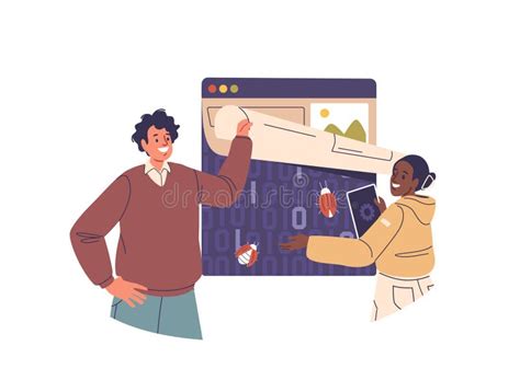 Programmers Team Characters Testing Website Searching And Finding Bugs Spyware Technical