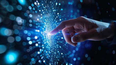 hand touching a spinning data flow stock illustration illustration of office technology