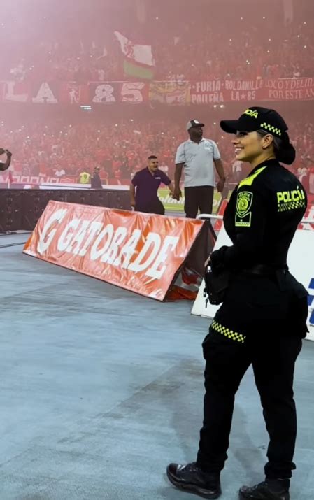 Colombian Police Officer Alexa Narvaez Takes Social Media By Storm While Patrolling Soccer Matches
