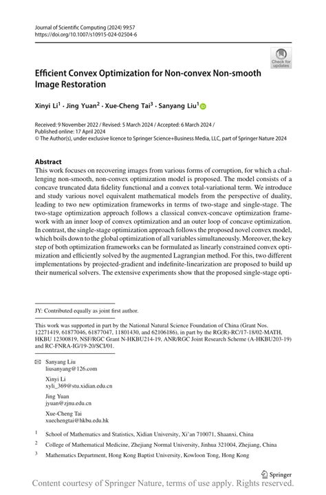 Efficient Convex Optimization For Non Convex Non Smooth Image Restoration
