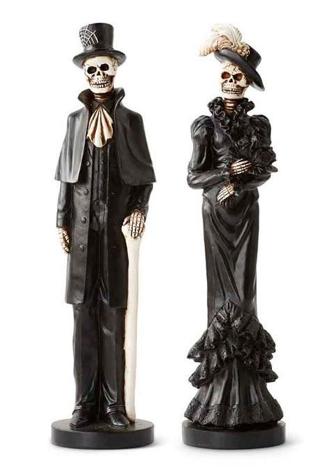 Set Of Two Skeleton Figurines Decoration Halloween Costume Ideas