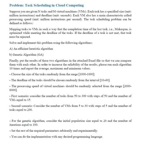 Solved Problem Task Scheduling In Cloud Computing Suppose Chegg