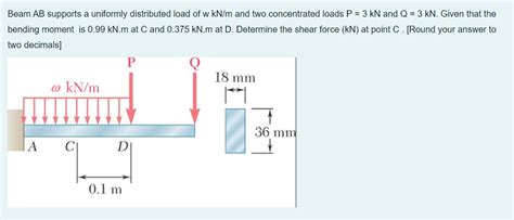 solved beam ab supports a uniformly distributed load of w