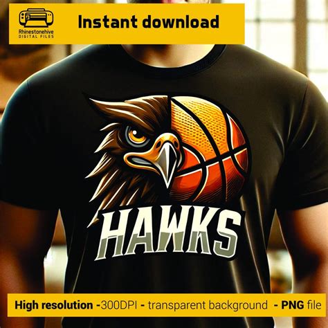 Hawks Mascot Png Bold Half Hawk Half Basketball Logo For Dtf Dtg