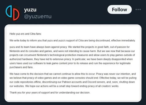 Yuzu Emulator Discontinued R Piracy