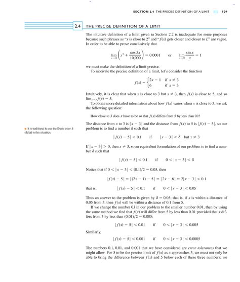 Math Ch 2 4 Math Work Section 2 The Precise Definition Of A Limit