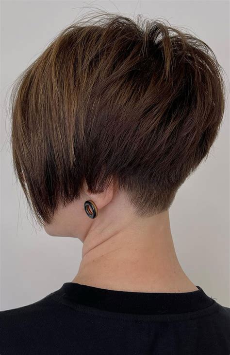 Stacked Pixie Bob With Undercut For A Sleek Sculpted Look