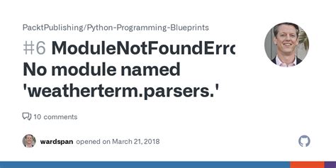 ModuleNotFoundError No Module Named Weatherterm Parsers Issue PacktPublishing Python