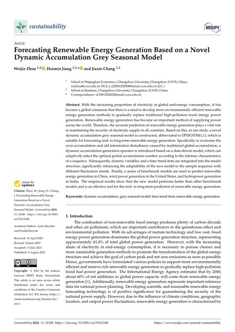 Pdf Forecasting Renewable Energy Generation Based On A Novel Dynamic Accumulation Grey
