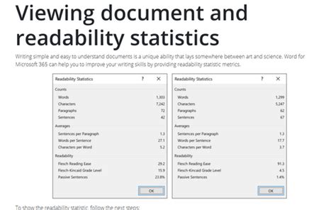 Displaying Word Count Statistics Microsoft Word